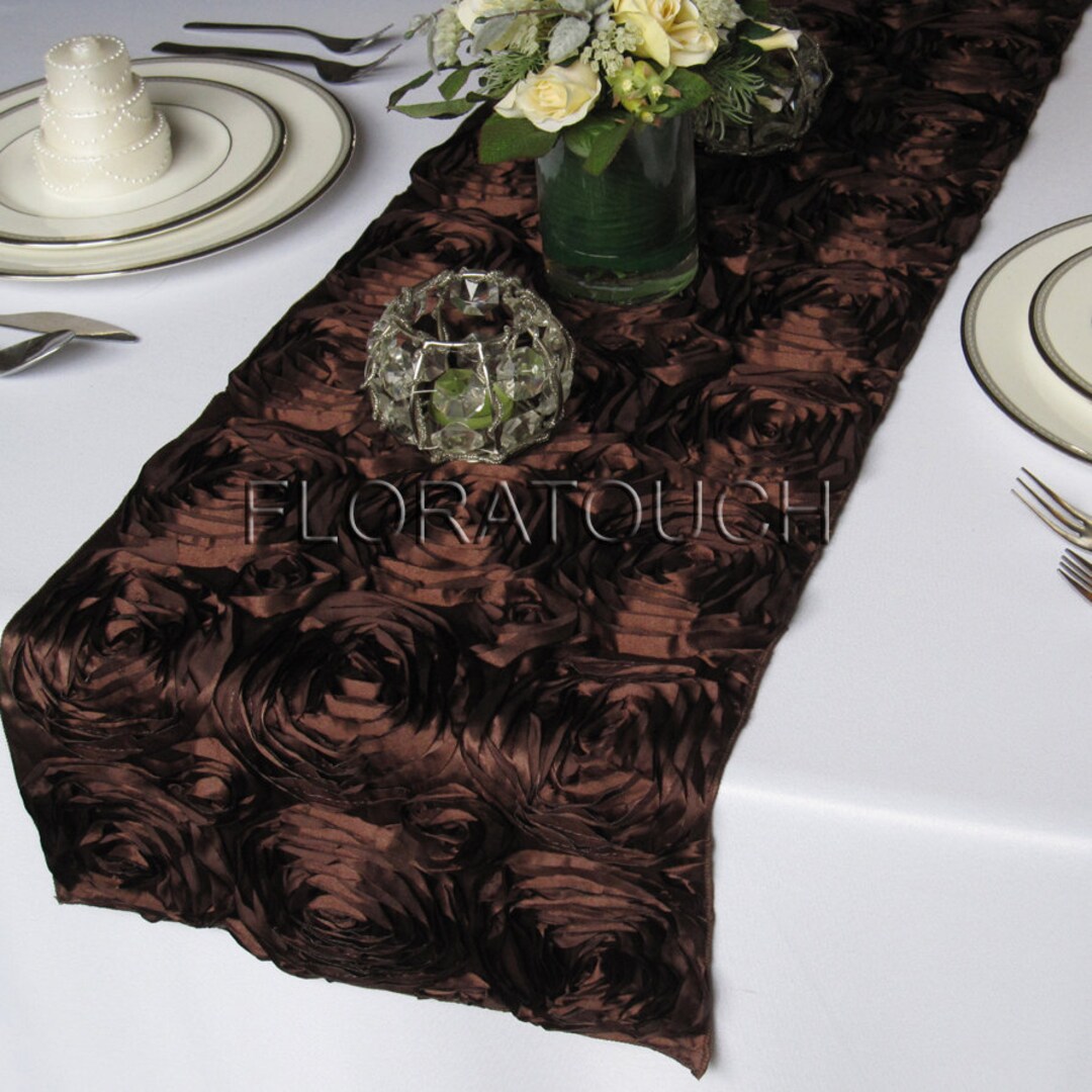 Brown Satin Rosette Wedding Table Runner - Etsy