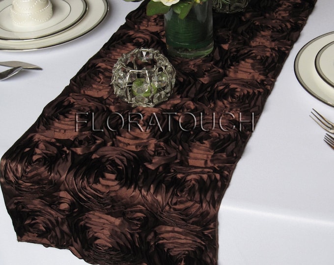 Black Satin Ribbon Rosette Table Runner Wedding Table Runner - Etsy