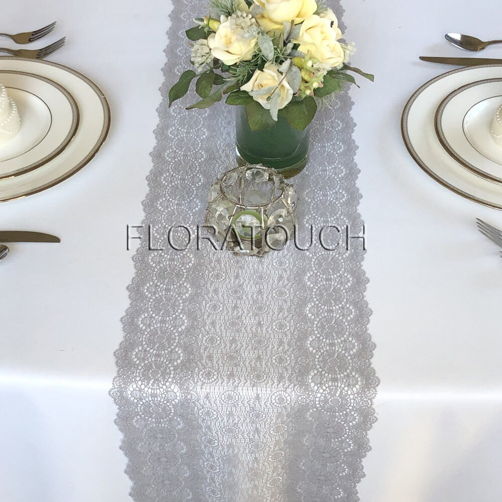 Gray Medallion Lace Table Runner Wedding Table Runner - Limited Stock ...