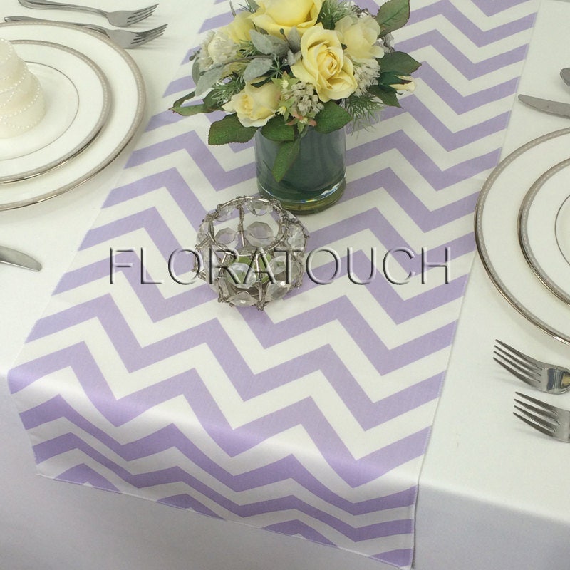 Lavender Chevron Table Runner Lavender and White Zigzag | Etsy