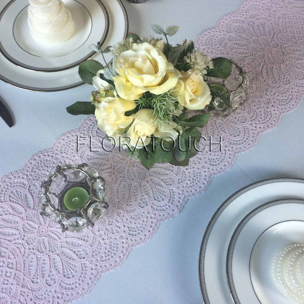Thick Light Pink Lace Table Runner Wedding Table Runner 9" Wide ...