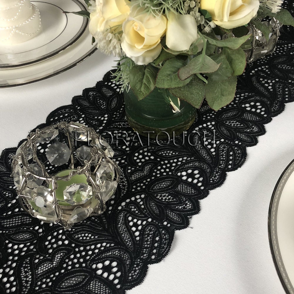 Black Floral Lace Table Runner Style Lblk07 | Etsy