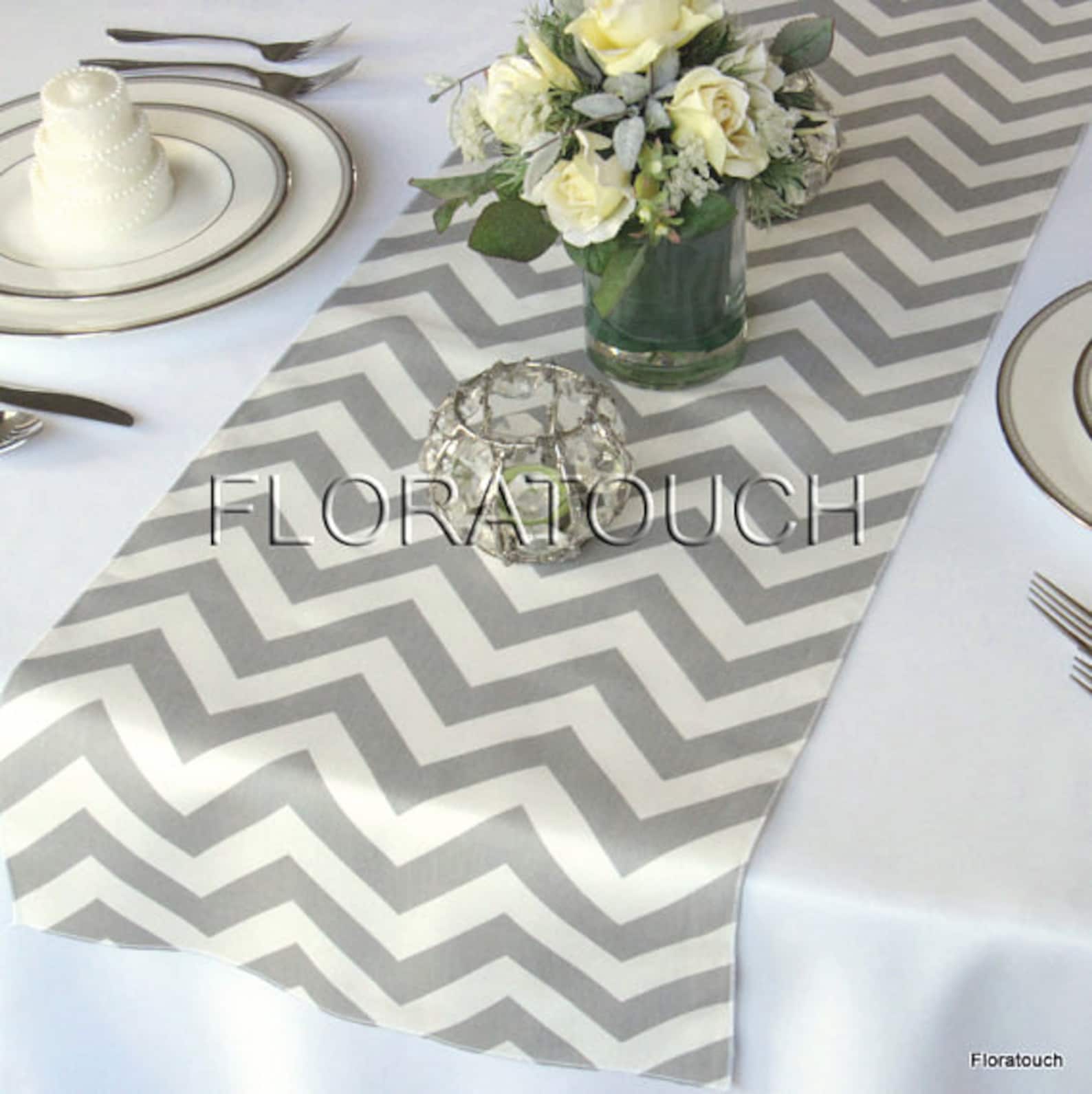 Gray Chevron Table Runner Grey and White Zigzag Table Runner Wedding Table Runner - Etsy