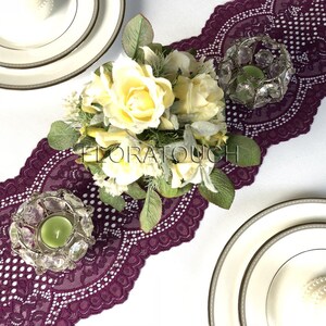 Plum Lace Table Runner With Large Scallop Edge Wedding Table Runner ...