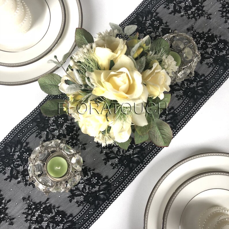 Black Floral Lace Table Runner Style Lblk10 - Etsy