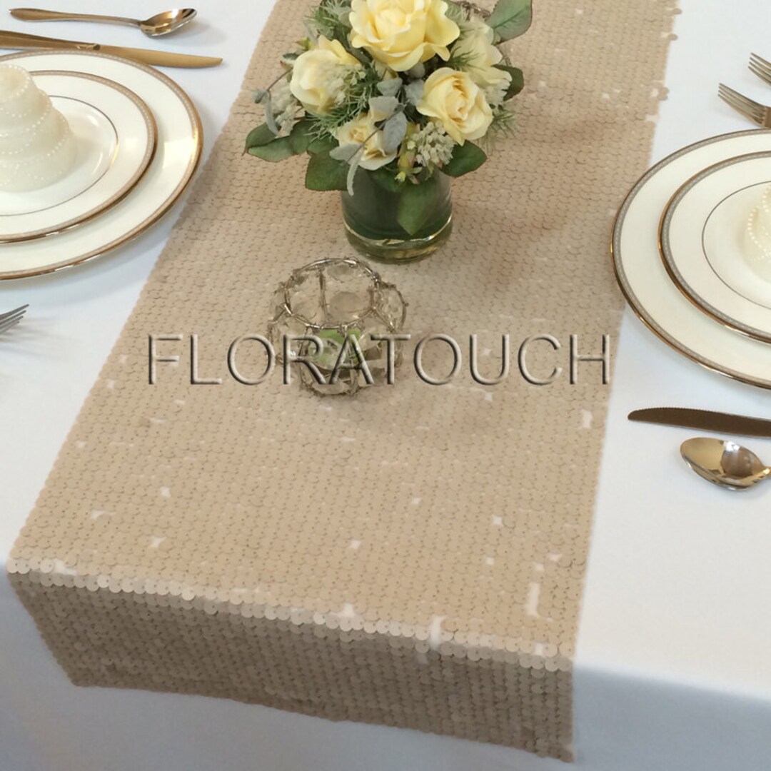 Champagne Sequin Table Runner Wedding Table Runner - Etsy