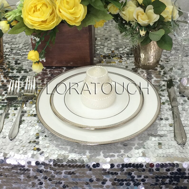 Silver Sparkling Sequins Wedding Table Overlay Other Colors - Etsy