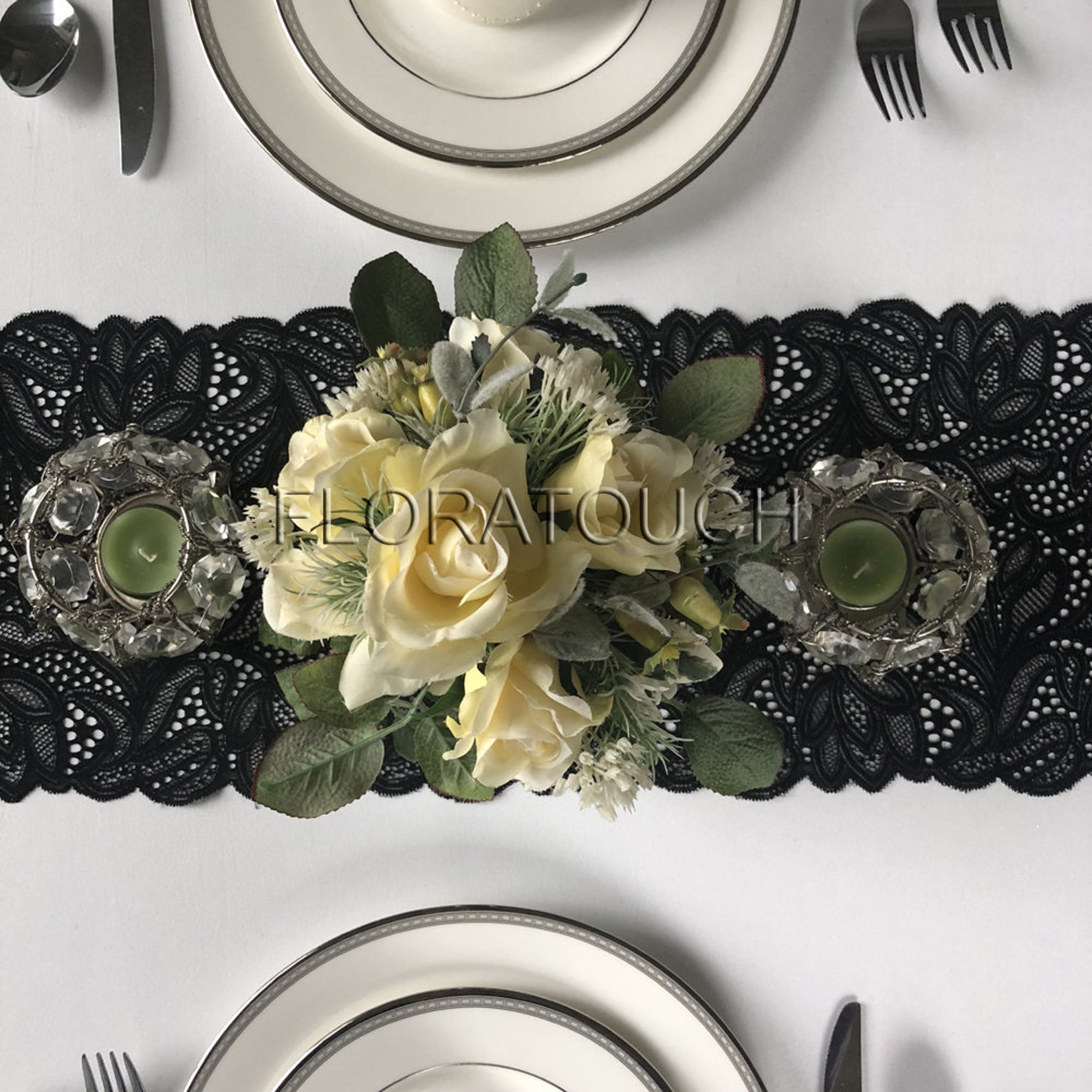 Black Floral Lace Table Runner Style Lblk07 - Etsy