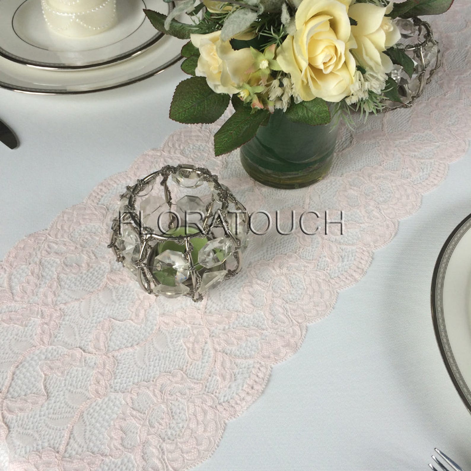 Light Pink Lace Table Runner Wedding Table Runner 9 Wide - Etsy