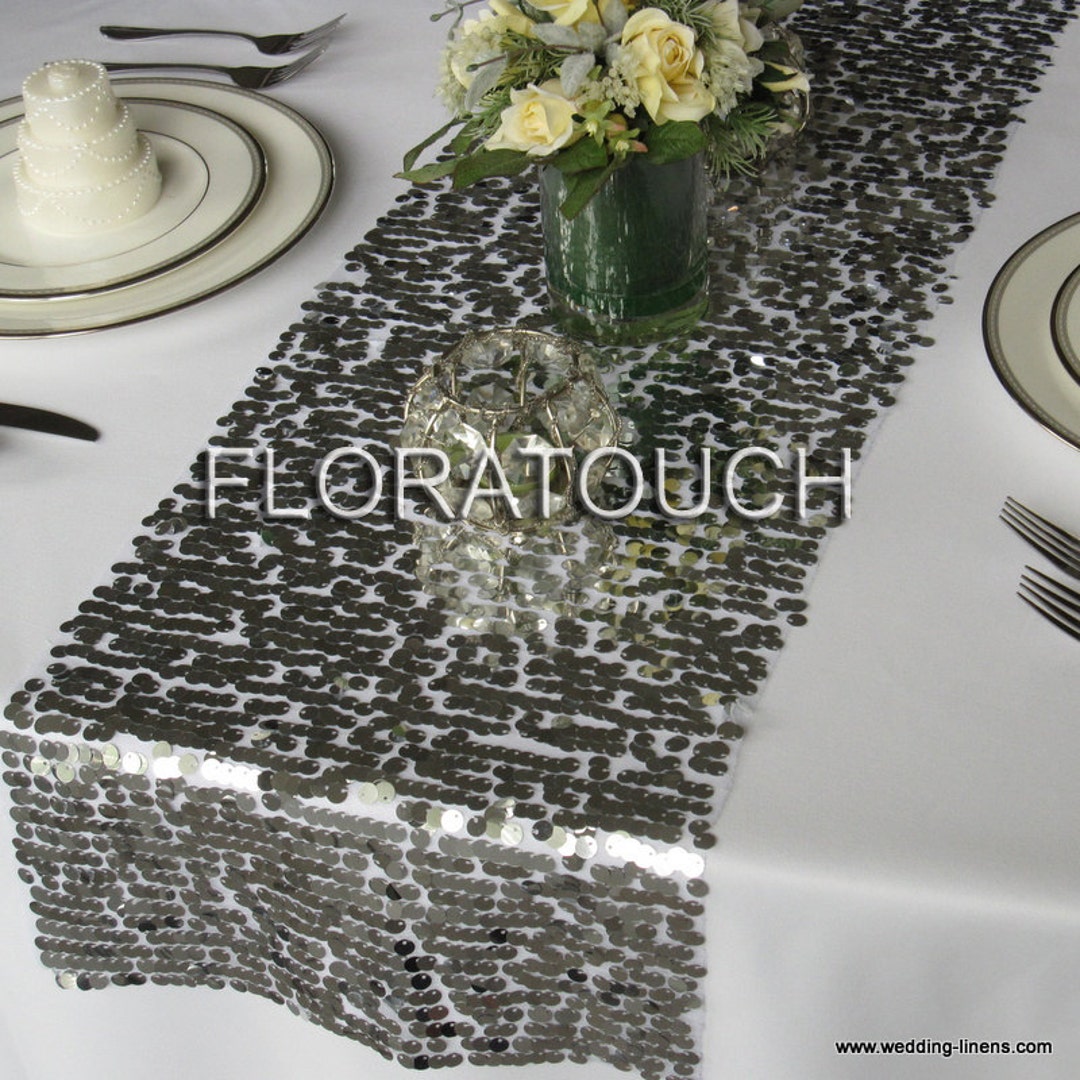 Silver Sequin Table Runner Wedding Table Runner - Etsy