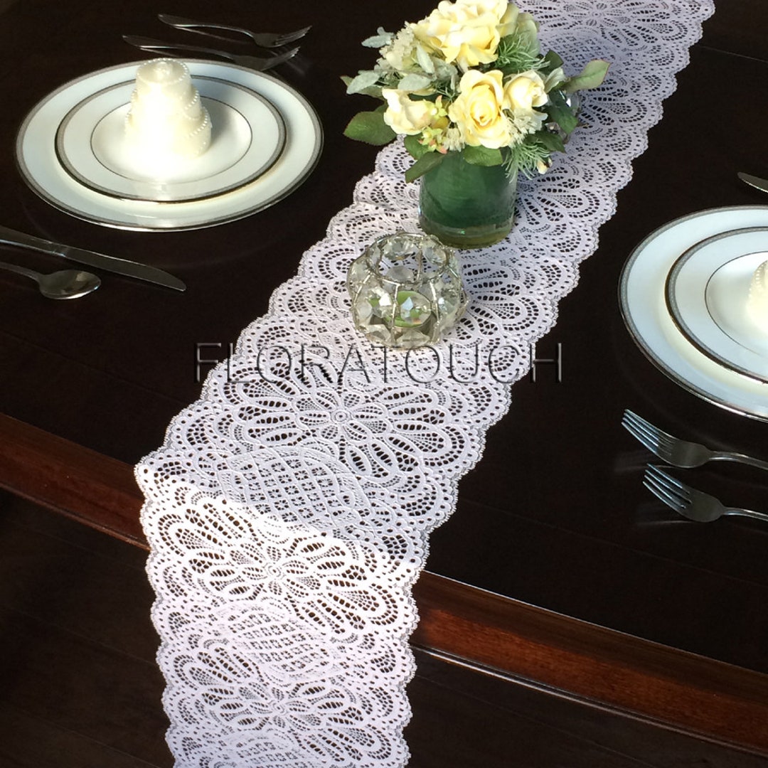 Thick Light Pink Lace Table Runner Wedding Table Runner 9" Wide ...