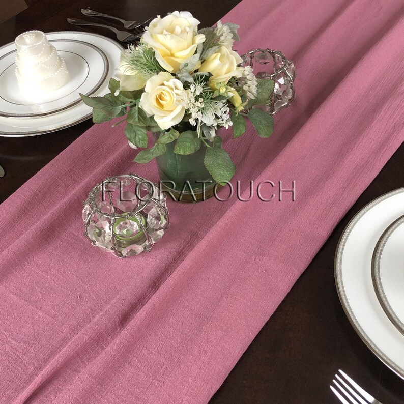 Rustic Wedding Table Runner Mauve Dusty Rose Gauze Table | Etsy