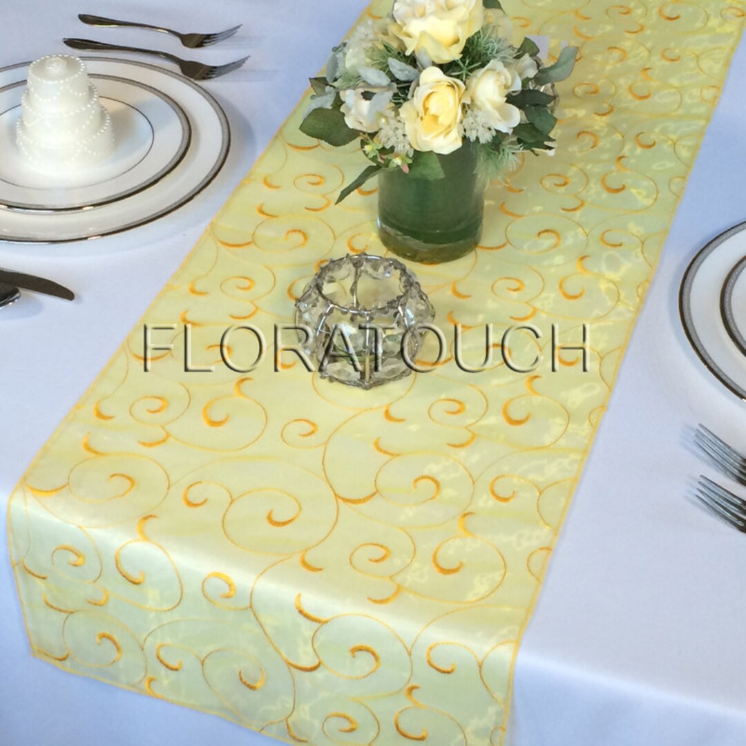Yellow Swirl Organza Table Runner - Etsy