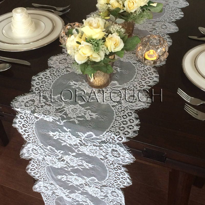 White Lace Table Runner Wedding Table Runner | Etsy