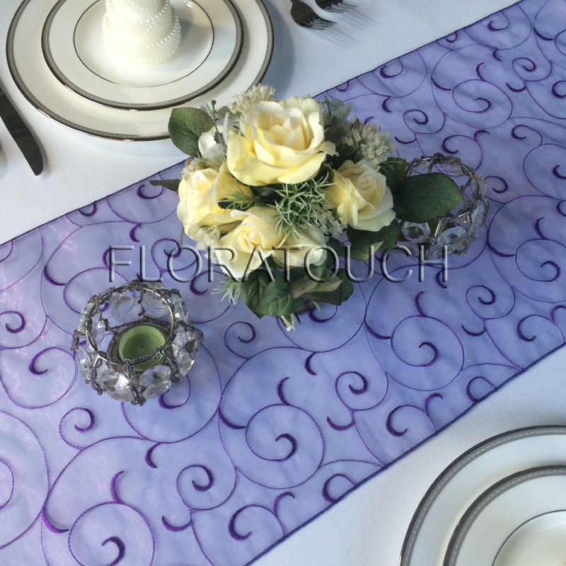 Bluish Purple Swirl Organza Table Runner | Etsy