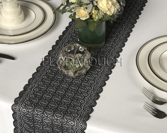 Black Lace Wedding Table Runner - Etsy