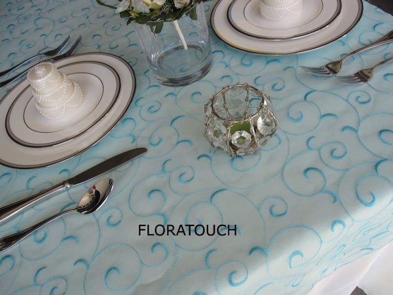 Swirl Embroidered Organza Table Overlay Wedding Table Overlay - Etsy