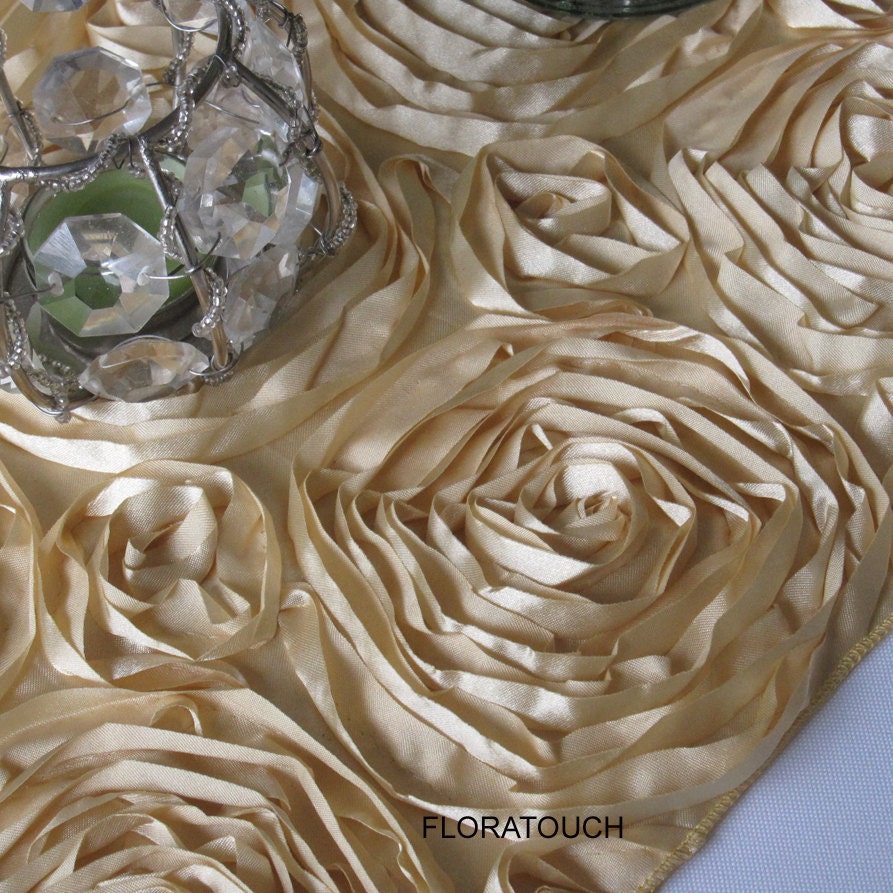Gold Satin Ribbon Rosette Wedding Table Runner - Etsy