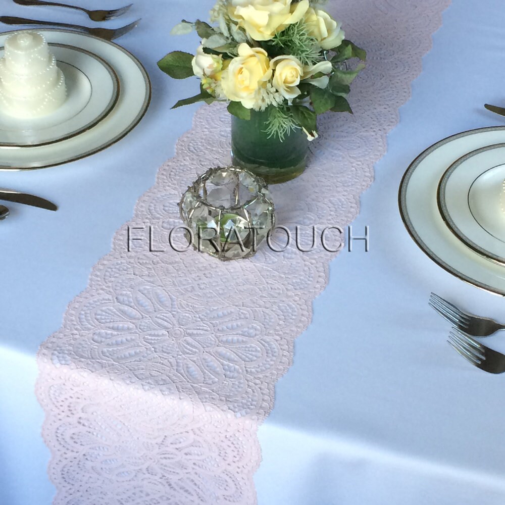 Thick Light Pink Lace Table Runner Wedding Table Runner 9" Wide ...