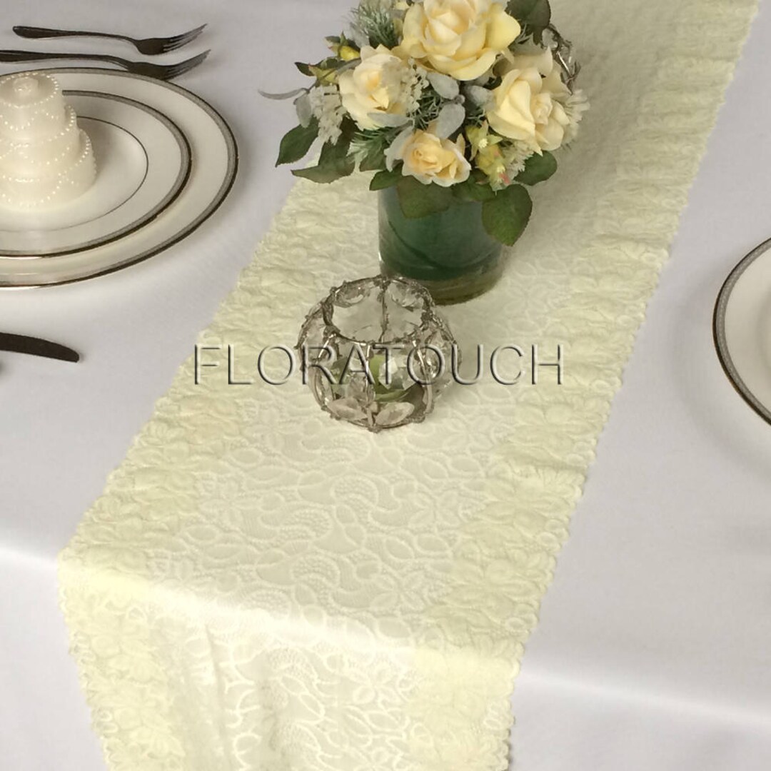 Dark Ivory Light Yellow Lace Table Runner Wedding Table Runner LIVOR04 ...