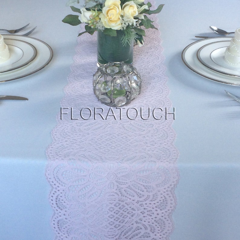 Thick Light Pink Lace Table Runner Wedding Table Runner 9" Wide ...