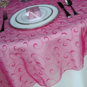 Swirl Embroidered Organza Table Overlay Wedding Table Overlay - Etsy