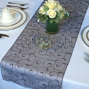 Brown Swirl Organza Table Runner - Etsy
