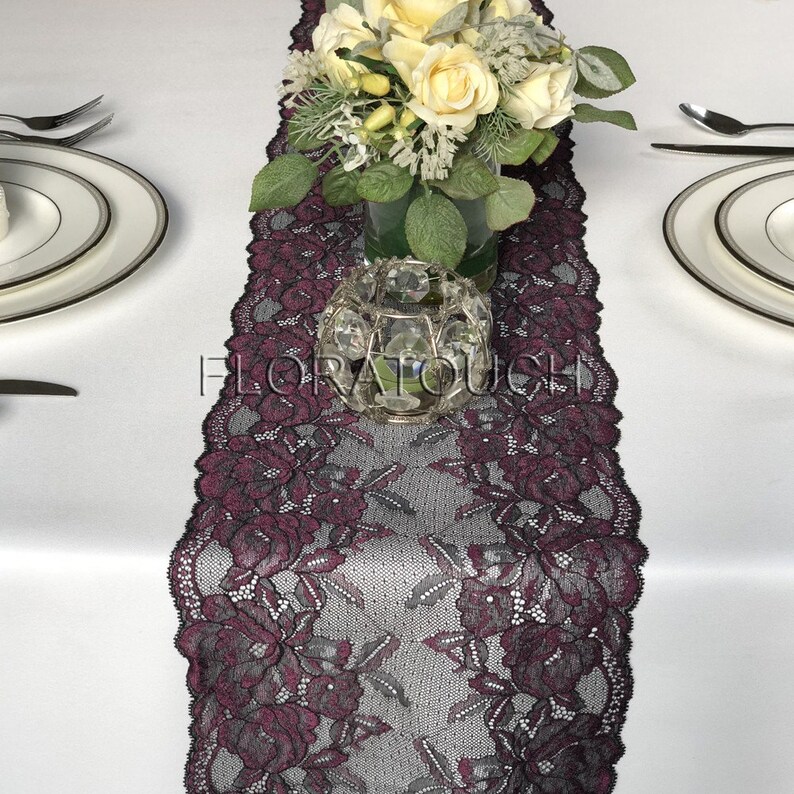 Plum and Black Lace Table Runner Wedding Table Runner LBPLUM03 - Etsy