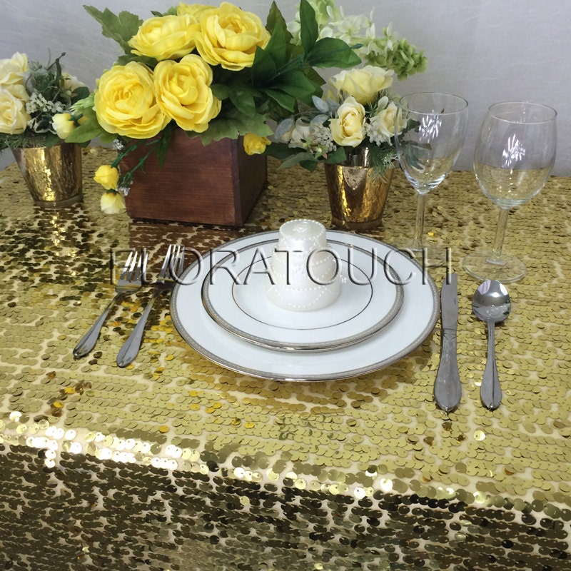 Gold Sequin Tablecloth Wedding Table Overlay - Other Colors Also ...