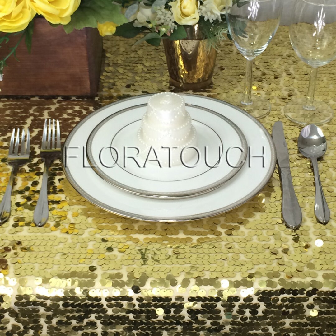 Gold Sequin Tablecloth Wedding Table Overlay - Other Colors Also ...