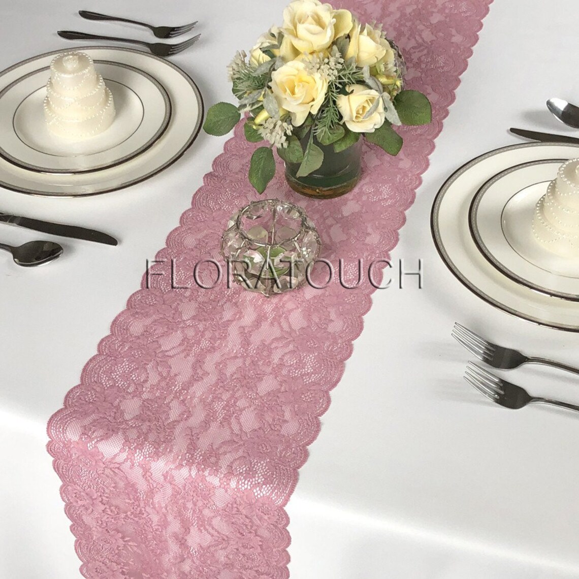 Rose Pink Lace Table Runner Wedding Table Runner LRS02 - Etsy