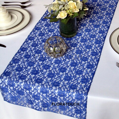 Royal Blue Lace Wedding Table Runner - Etsy