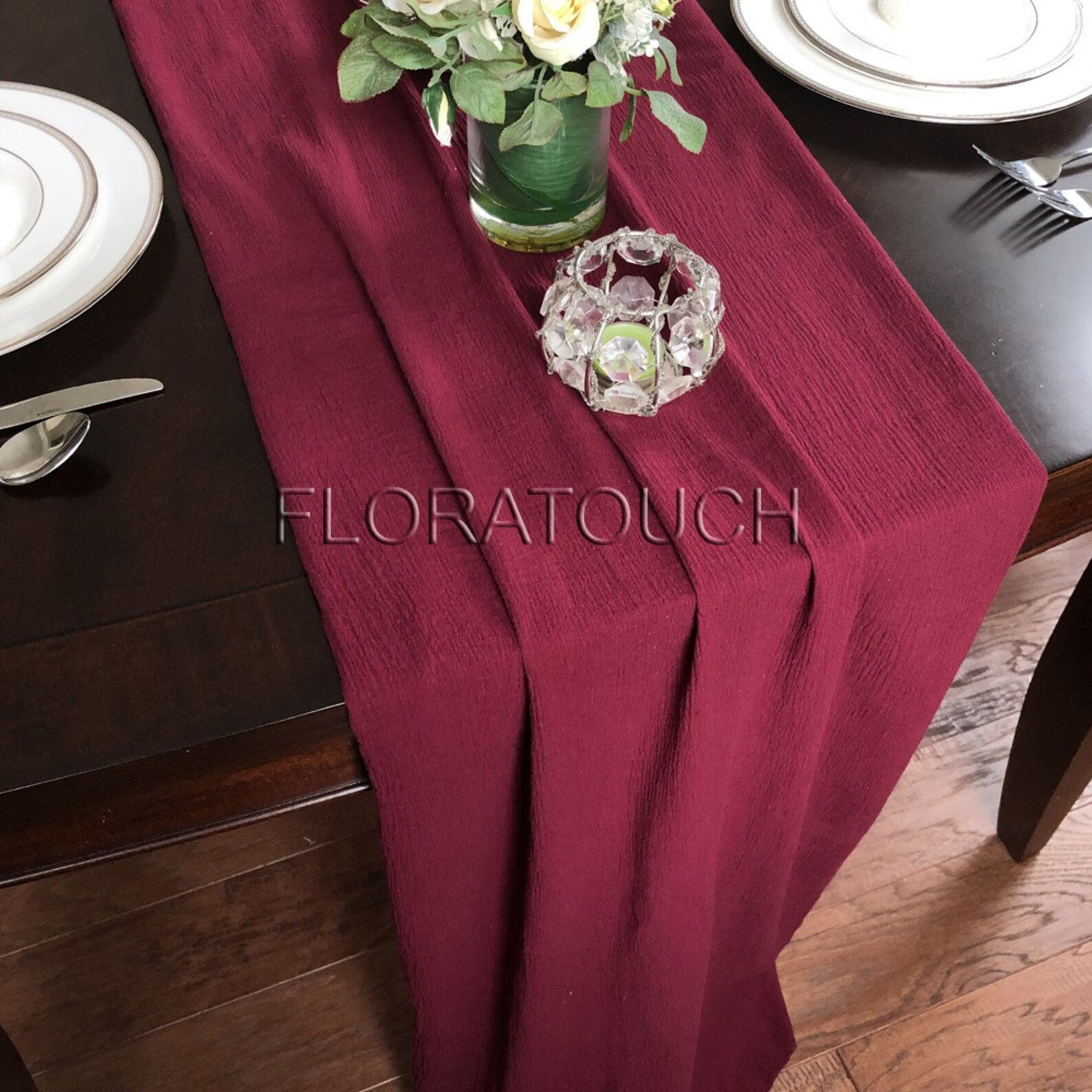 Rustic Wedding Table Runner Burgundy Gauze Table Runner Boho | Etsy