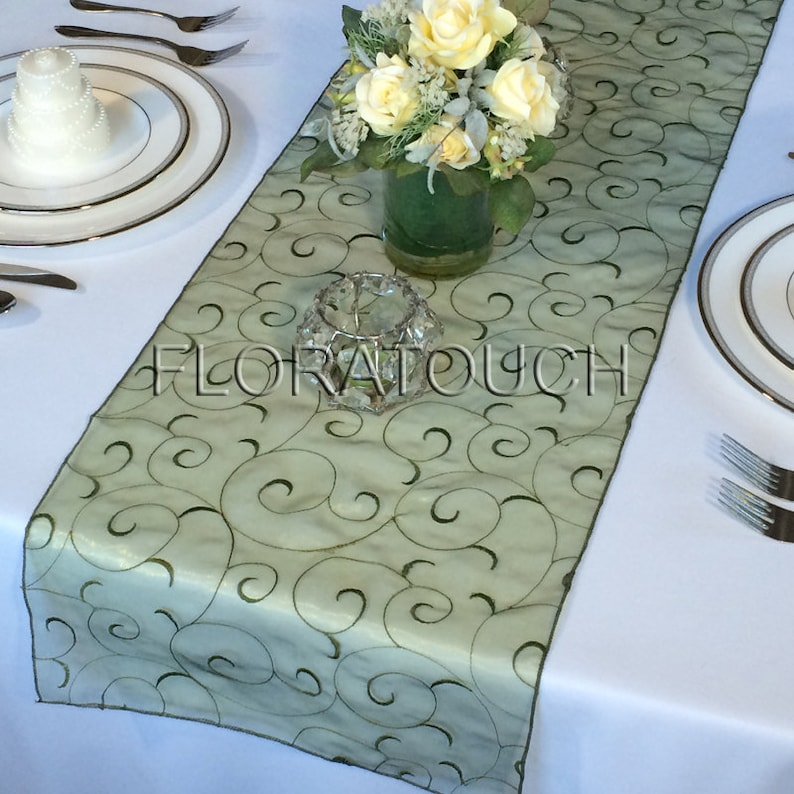 Olive Swirl Organza Table Runner - Etsy