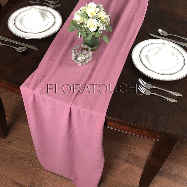 Rustic Wedding Table Runner Mauve Dusty Rose Gauze Table | Etsy