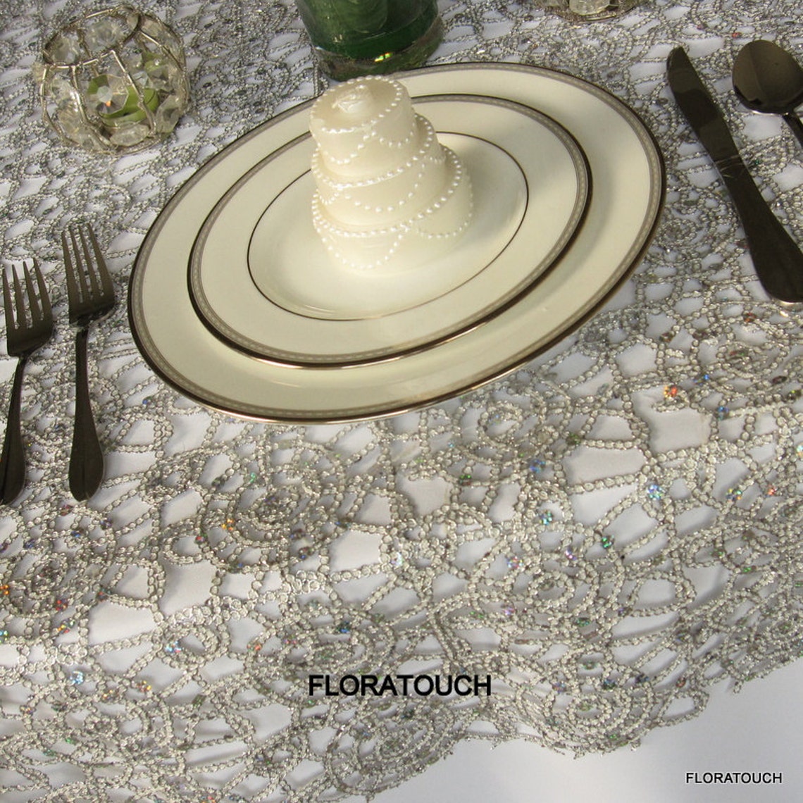 Silver Alice Metallic Lace Sequin Table Overlay - Only 1 Left - Etsy
