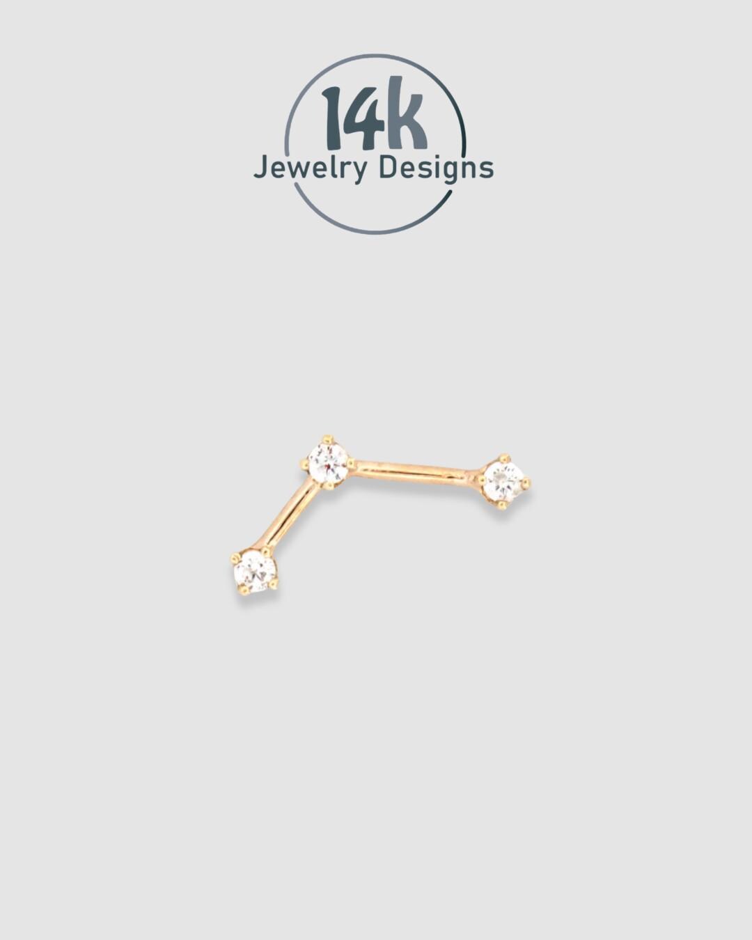Gold Constellation End – Solid 14k Threadless Piercing Jewelry With CZ ...
