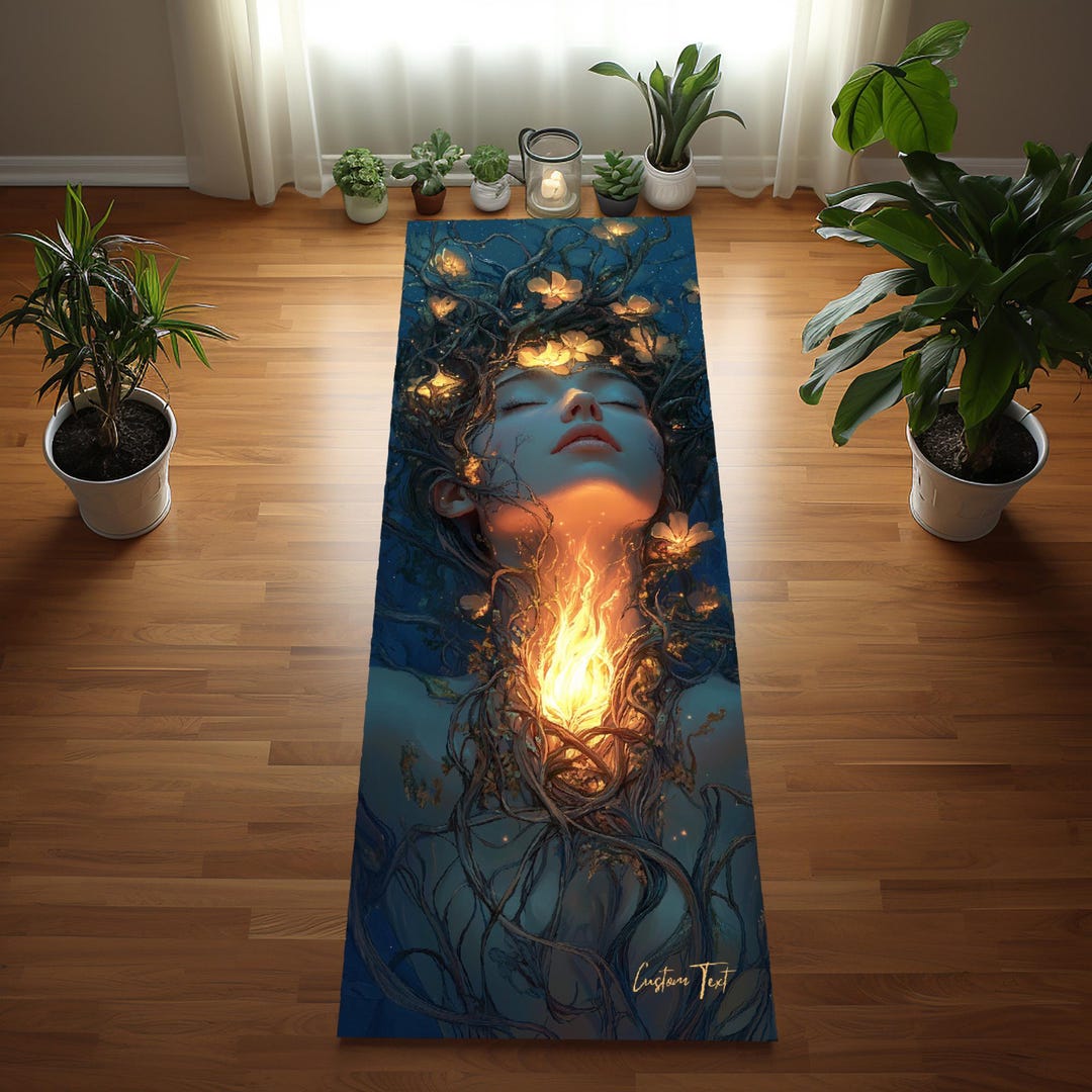 Floral Woman Yoga Mat: Long Non-slip Rubber Pilates Meditation Mat - Etsy