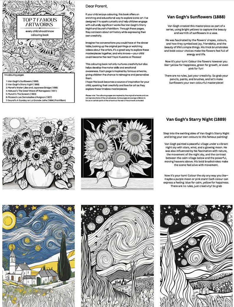 Top 7 Famous Artworks Colouring Book – Educational & Creative Colouring ...
