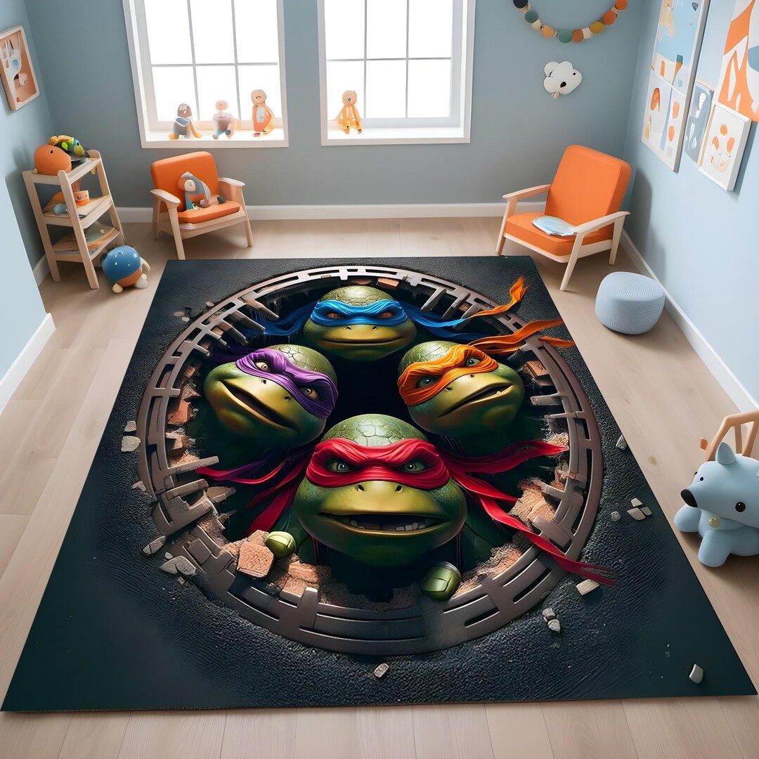 Ninja Turtles Rug,cartoon Carpet,hero Carpet,playful Kids Decor ...