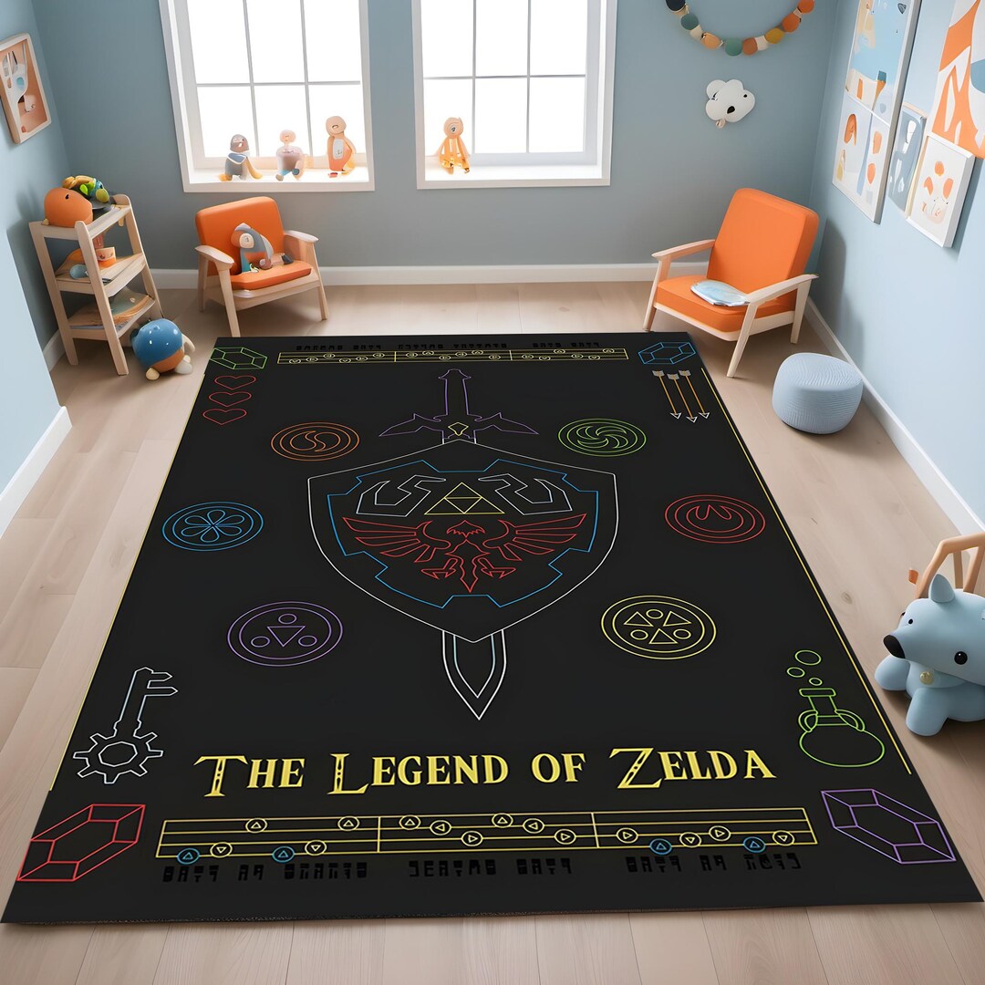 Zelda Rug,hylian Shield Rug,master Sword Rug,triforce Emblem Rug,kids ...