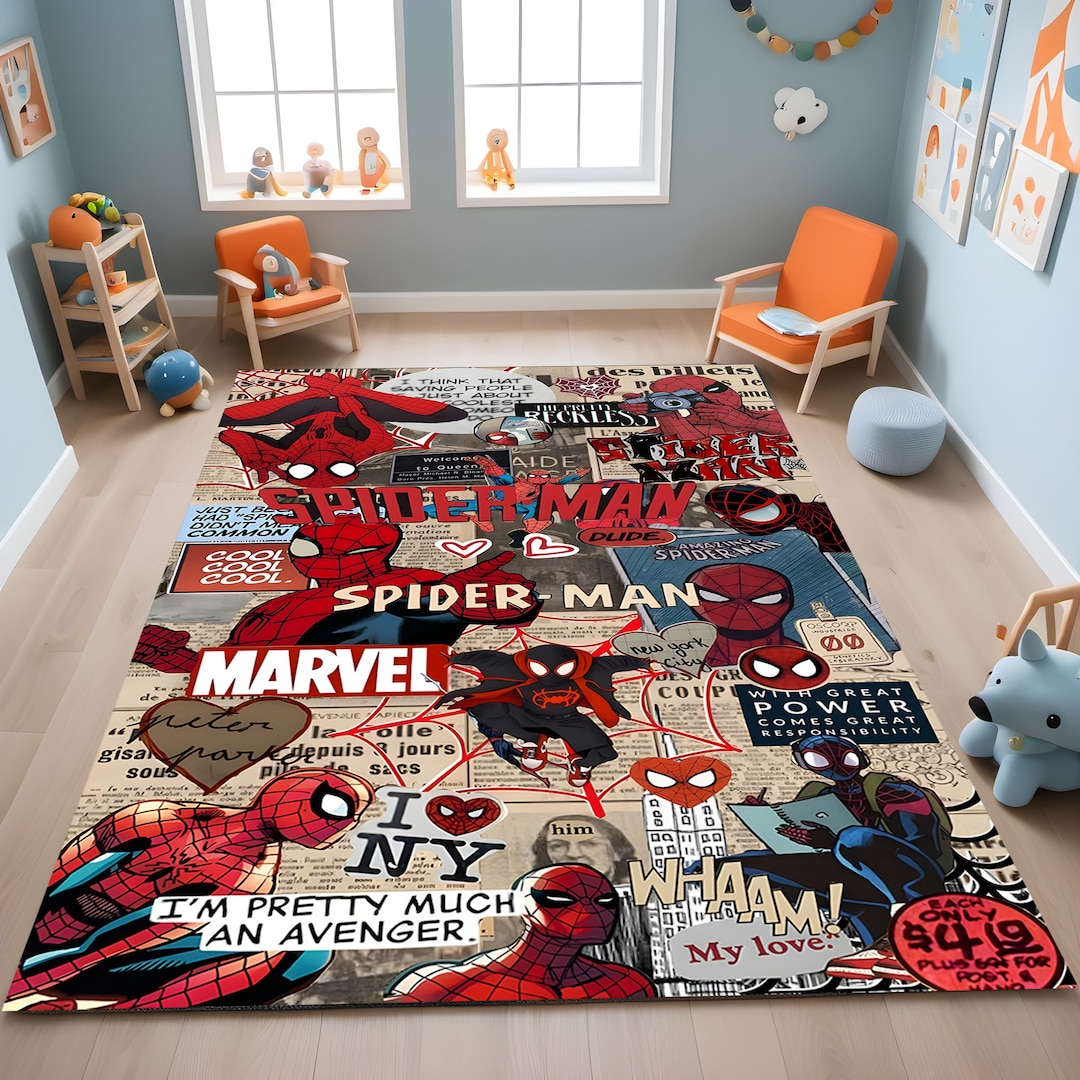 Spider-man Rug,superhero,comic Rug,spiderman Fan Gift,kids Room Room ...