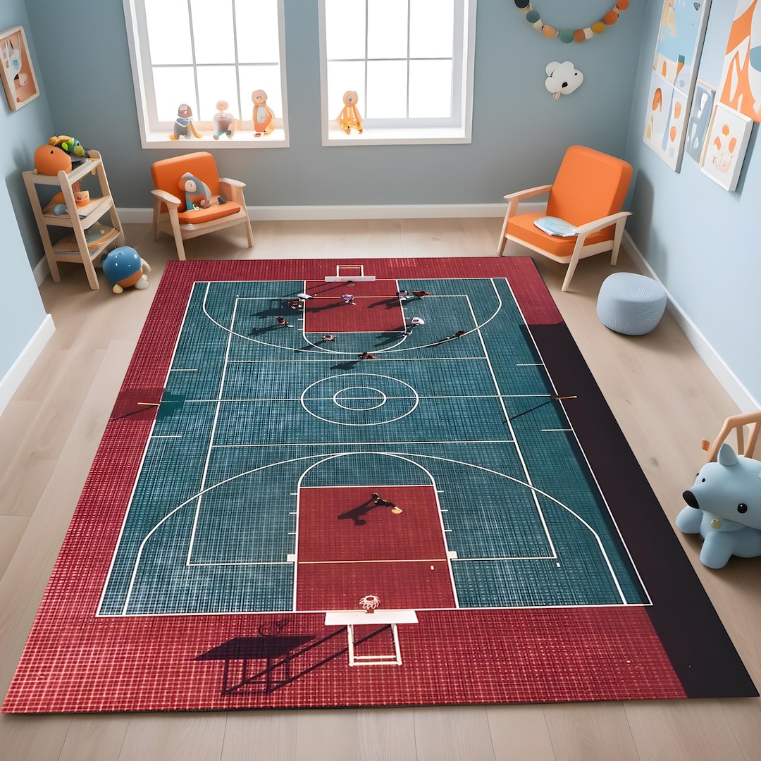 Basketball Court Rug,basketball Fan Decor,basketball Rug,sports Carpet ...