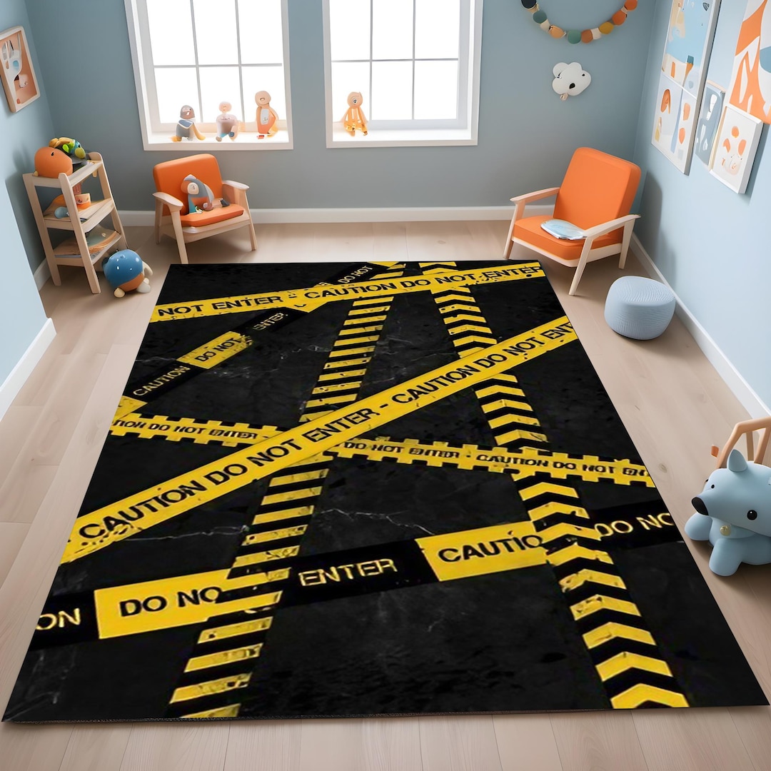 Caution Tape Rug,do Not Enter Rug,danger Zone Rug,warning Tape Rug ...