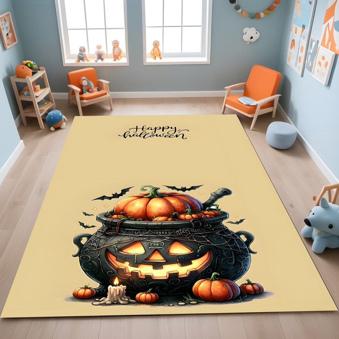 Halloween Pumpkin Cauldron Rug: Kids Playroom Decor - Etsy