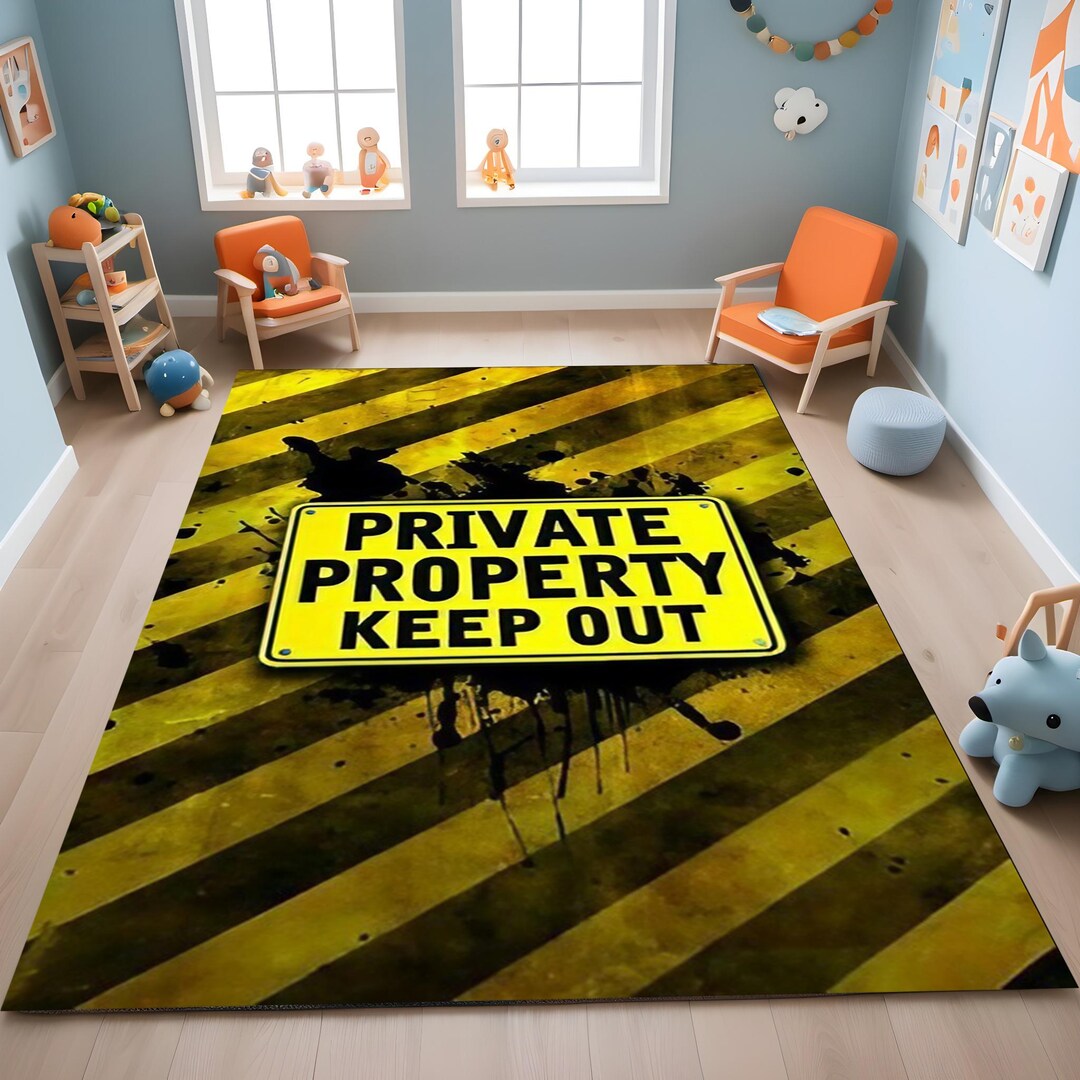 Caution Tape Rug: Industrial Style Polyester Microfiber Rug - Etsy