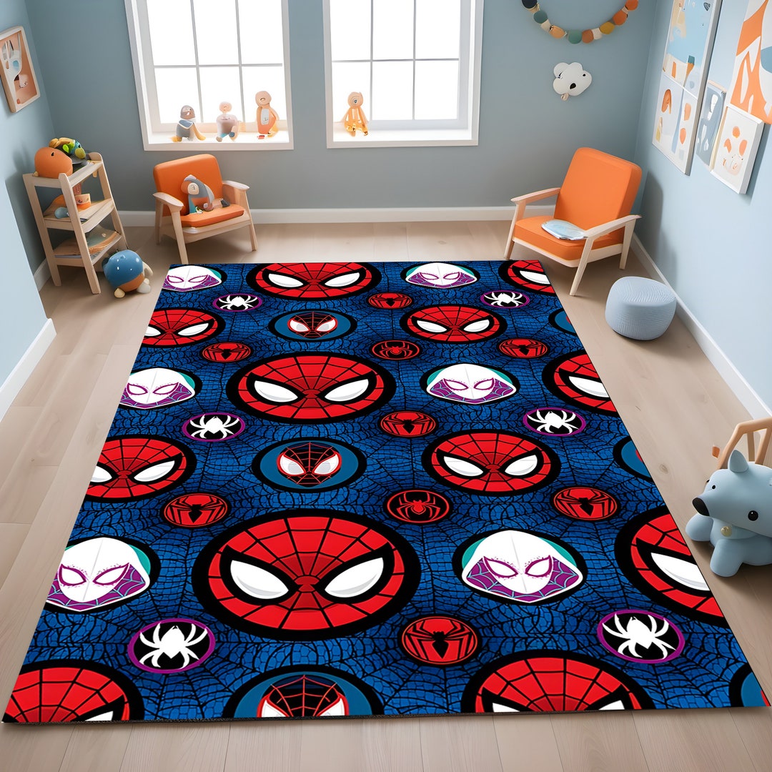 Spiderman Rug,spider-man Costume Rug,spider Head Rug,superhero Kids Rug ...