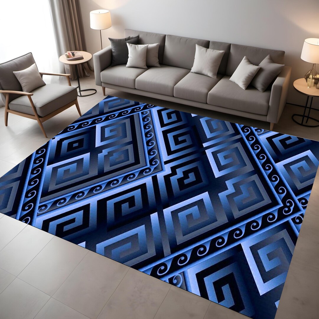 Greek Key Rug,spiral Carpet,navy Decor,abstract Rug,luxury Carpet ...