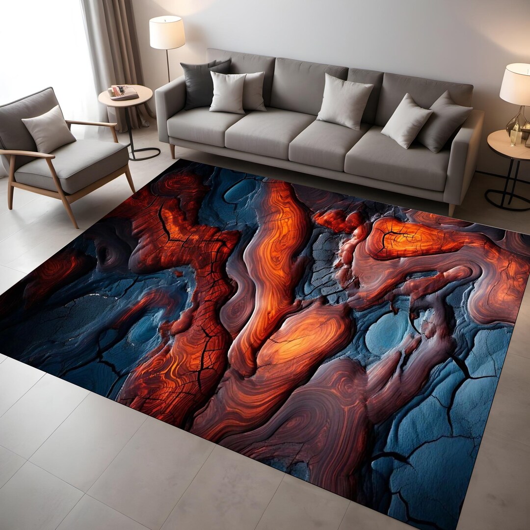 Volcanic Lava Rug: 3D Geology Print, Modern Home Decor - Etsy