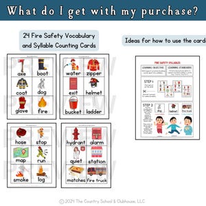 Syllable Counting Cards | Fire Safety Week | Firefighter Theme ...